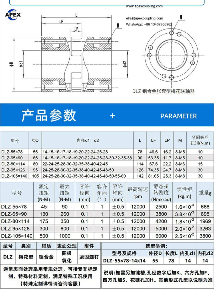 Flexible Coupling Drawing & DLZ Plum Coupling Specs